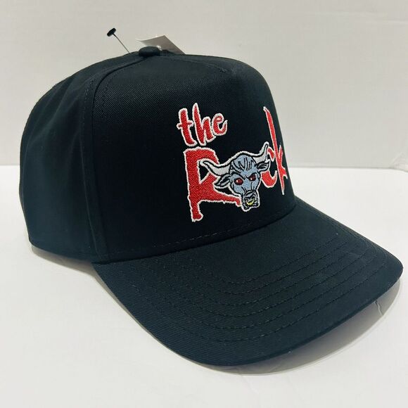 WWE | Accessories | Wwe The Rock Snapback Hat Cap Black Wwf Wrestling ...